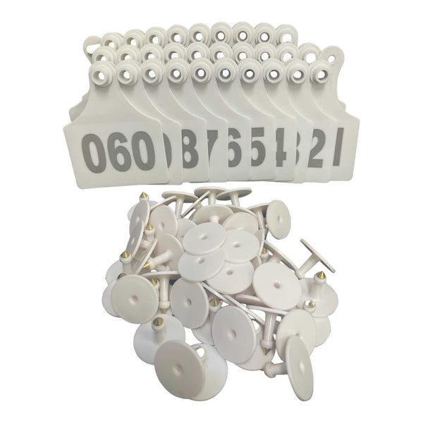 1-100 Cattle Number Ear Tags 7x10cm Set - XL White Cow Sheep Livestock ...